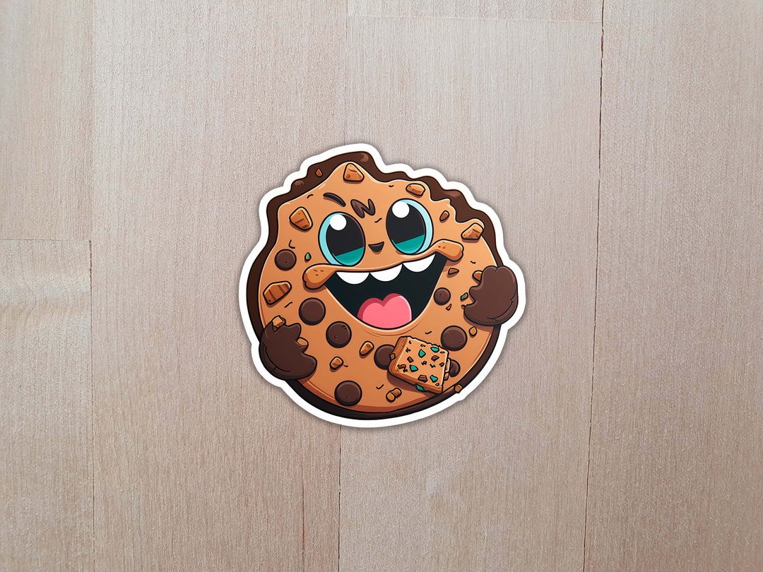 Chocolate Chip Cookie Sticker, Happy Cookie Sticker, Smiling Cookie ...