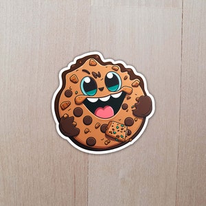 Chocolate Chip Cookie Sticker, Happy Cookie Sticker, Smiling Cookie ...