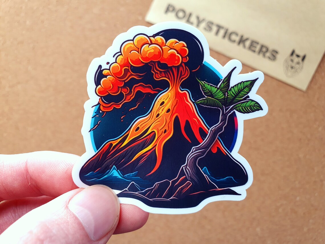 Volcano Sticker Volcano Eruption Sticker Eruption Sticker - Etsy