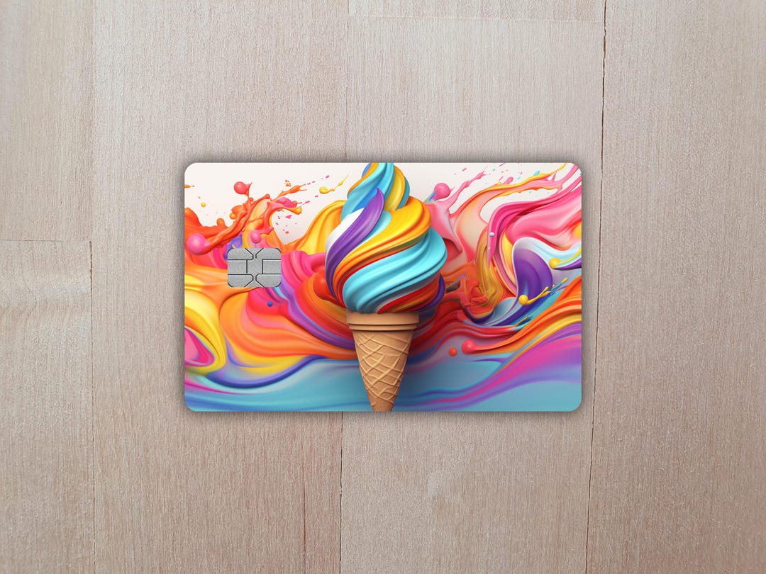Ice-cream Cone, Color Swirl Skin, Rainbow Colors Ice-cream Card Skin ...