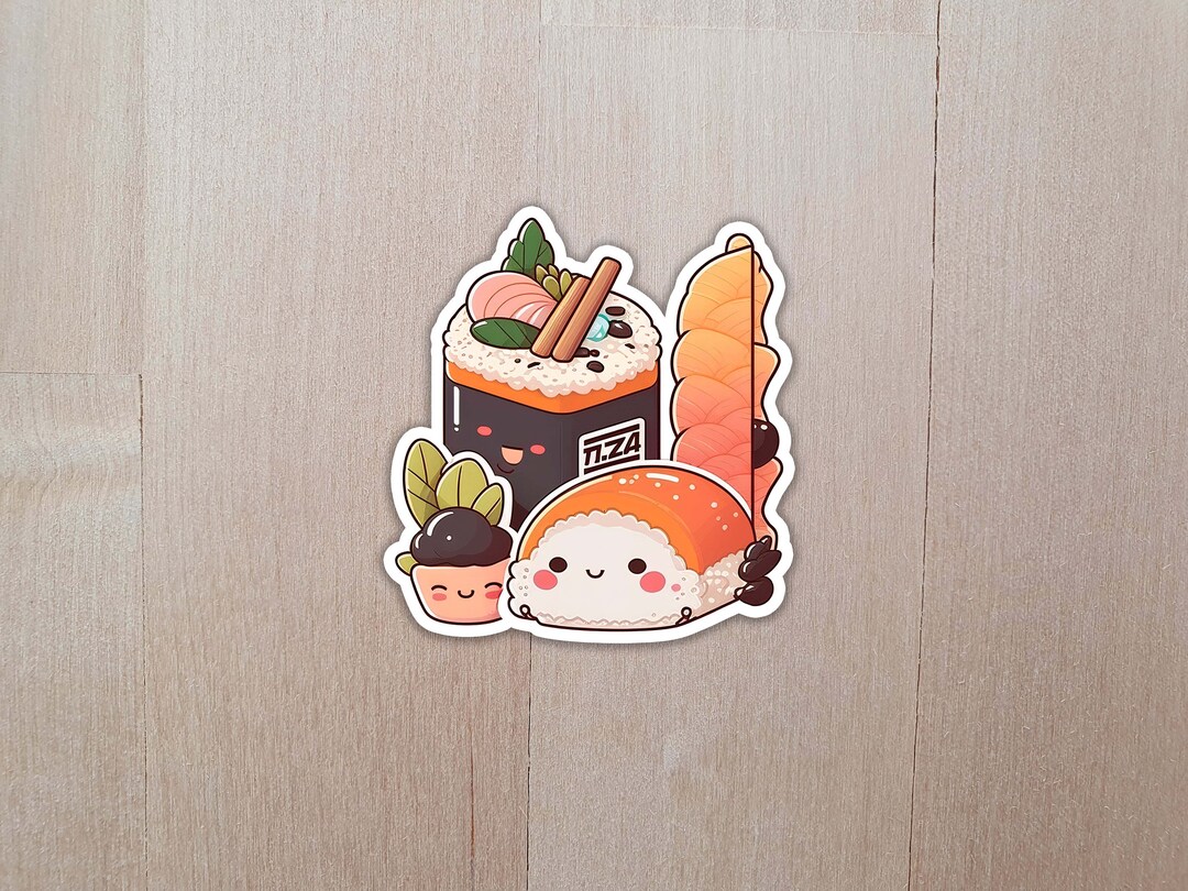 Sushi Set Sticker, Cute Sushi Sticker, Kawaii Sushi Sticker, Kawaii ...