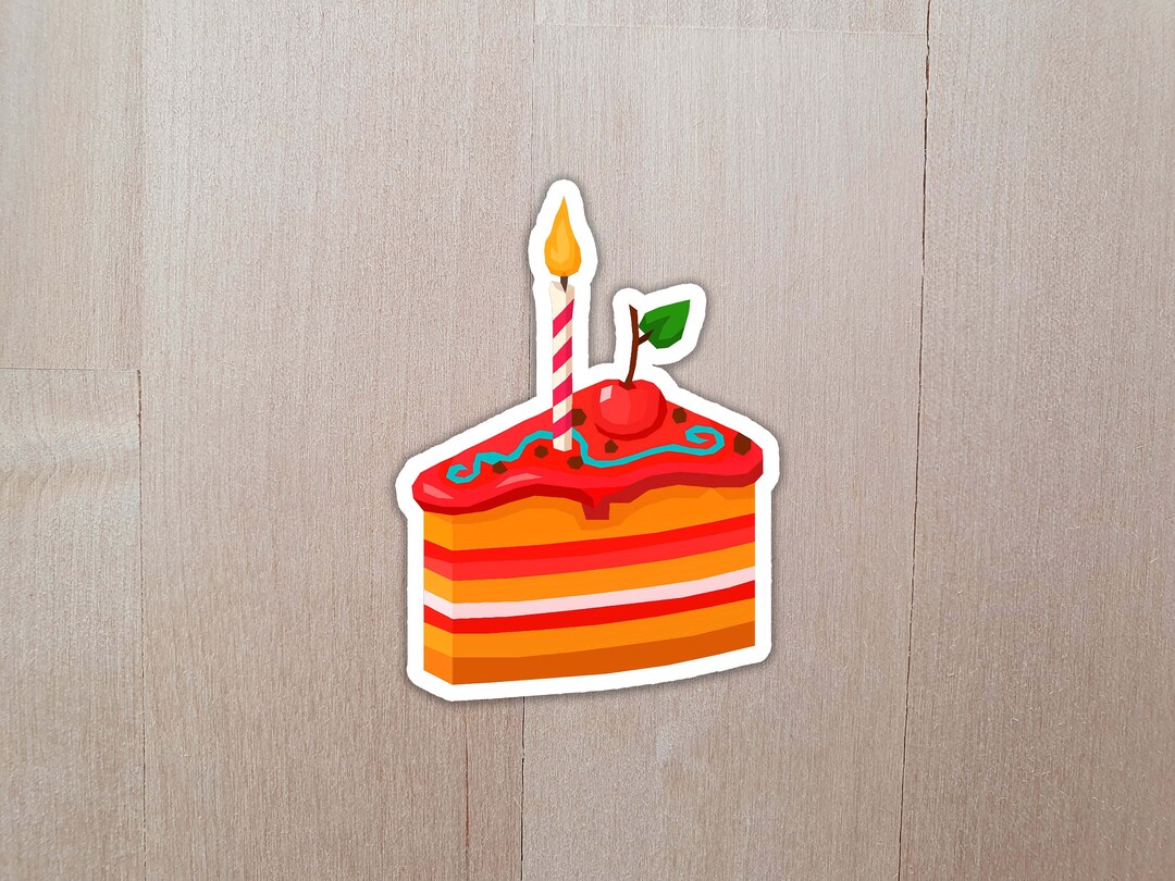 Birthday Cake Sticker | Slice of Cake Sticker | Birthday Sticker | Cake ...