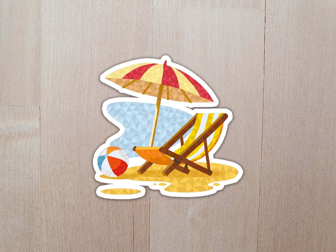 Beach Time Sticker | Vibrant Waterproof Vinyl Sticker for Waterbottle ...