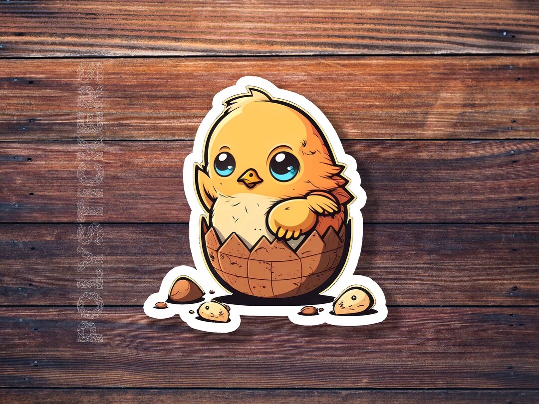 Hatched Chick Sticker, Easter Sticker, Chick Sticker, Egg Shell Sticker ...