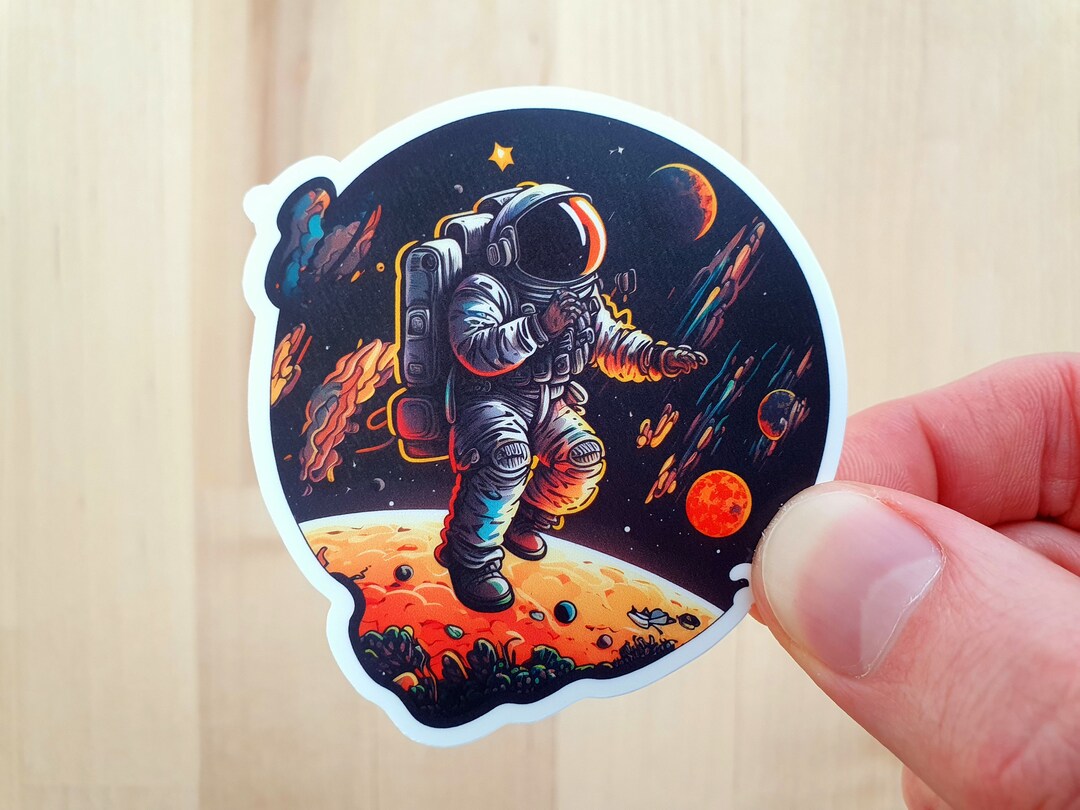 Explore the Universe With Astronaut in Space Sticker, Astronaut Sticker ...