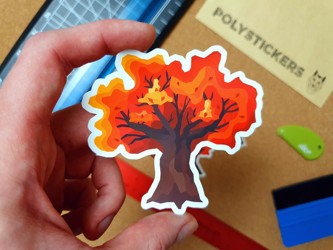 Fall Tree Sticker Orange Tree Sticker Fall Sticker - Etsy