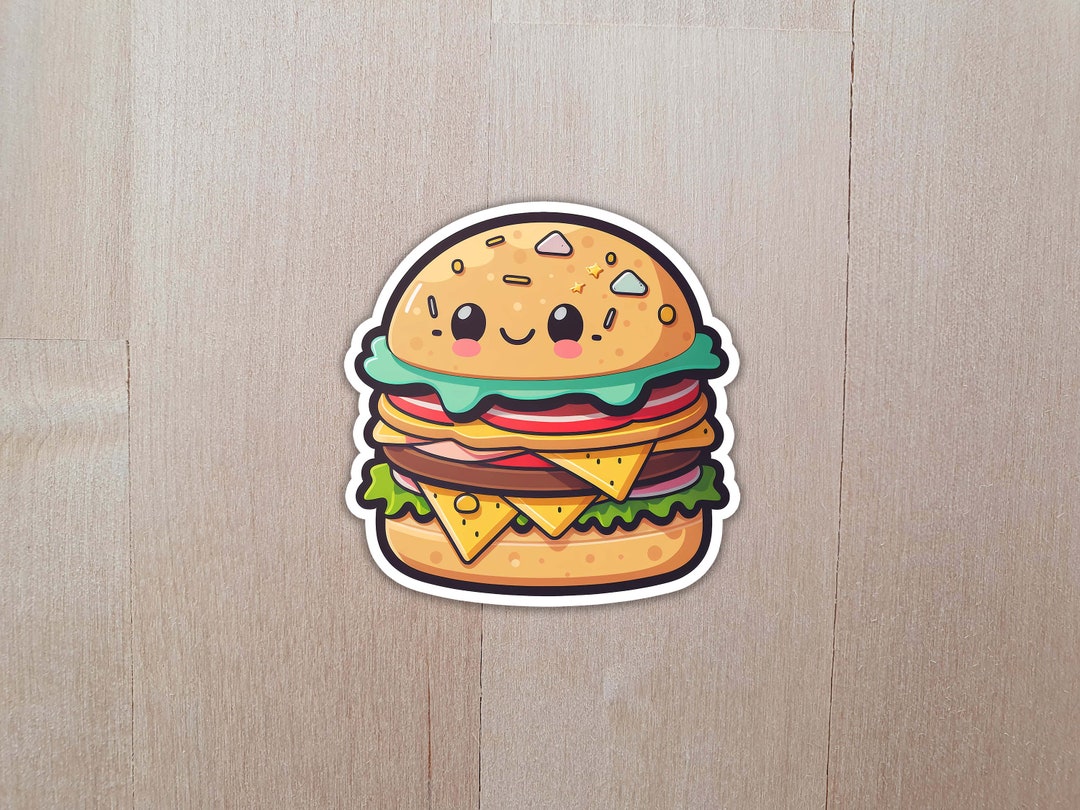 Happy Burger Sticker, Burger Sticker, Hamburger Sticker, Cheeseburger ...