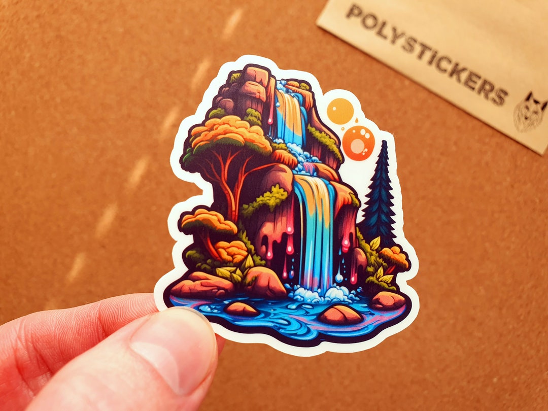 Waterfall Sticker, Falls Sticker, Rainbow Sticker, Hippie Sticker ...