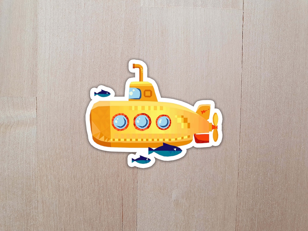 Submarine Sticker | Vibrant Waterproof Vinyl Sticker for Waterbottle ...