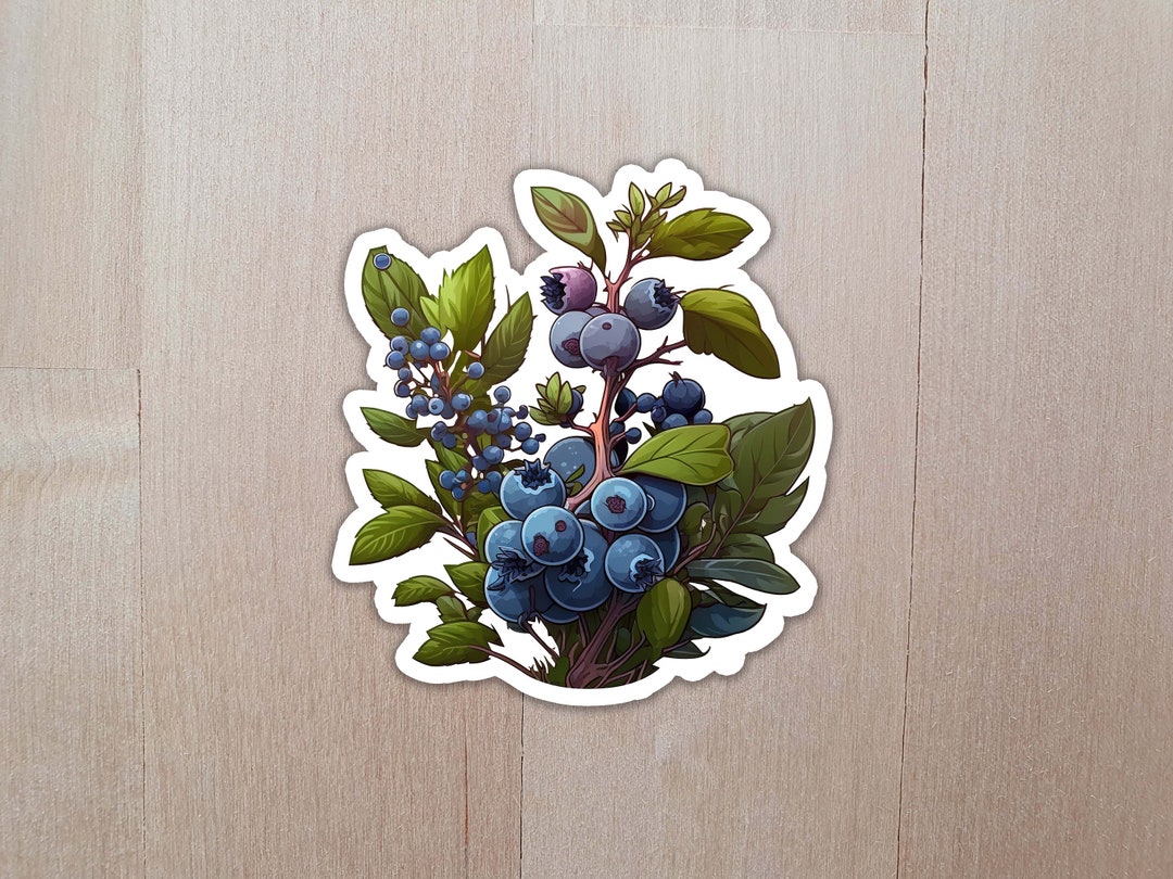 Blueberry Bush Sticker, Blueberry Sticker, Bush Sticker, Plant Sticker ...