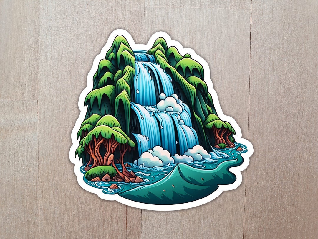 Pretty Waterfall Sticker, Waterfall Sticker, River Sticker, Nature ...