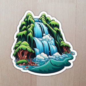 Pretty Waterfall Sticker, Waterfall Sticker, River Sticker, Nature ...