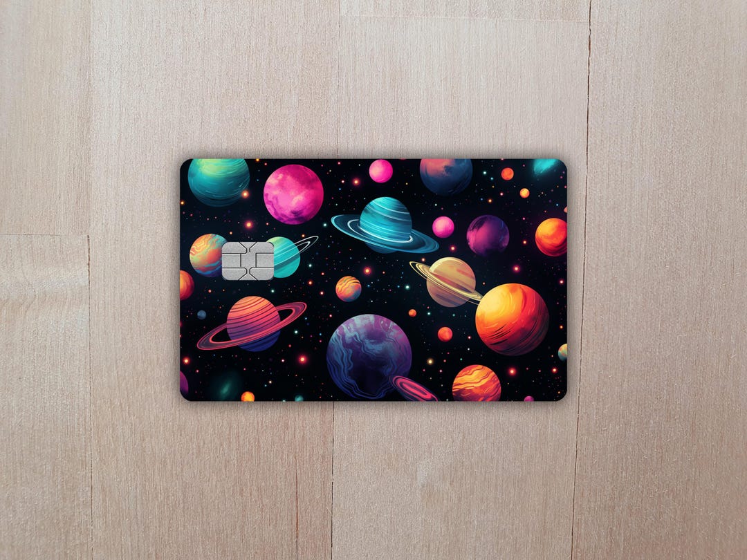 Cartoon Space Pattern, Space Card Skin Cover, Planets Card Skin, Credit ...