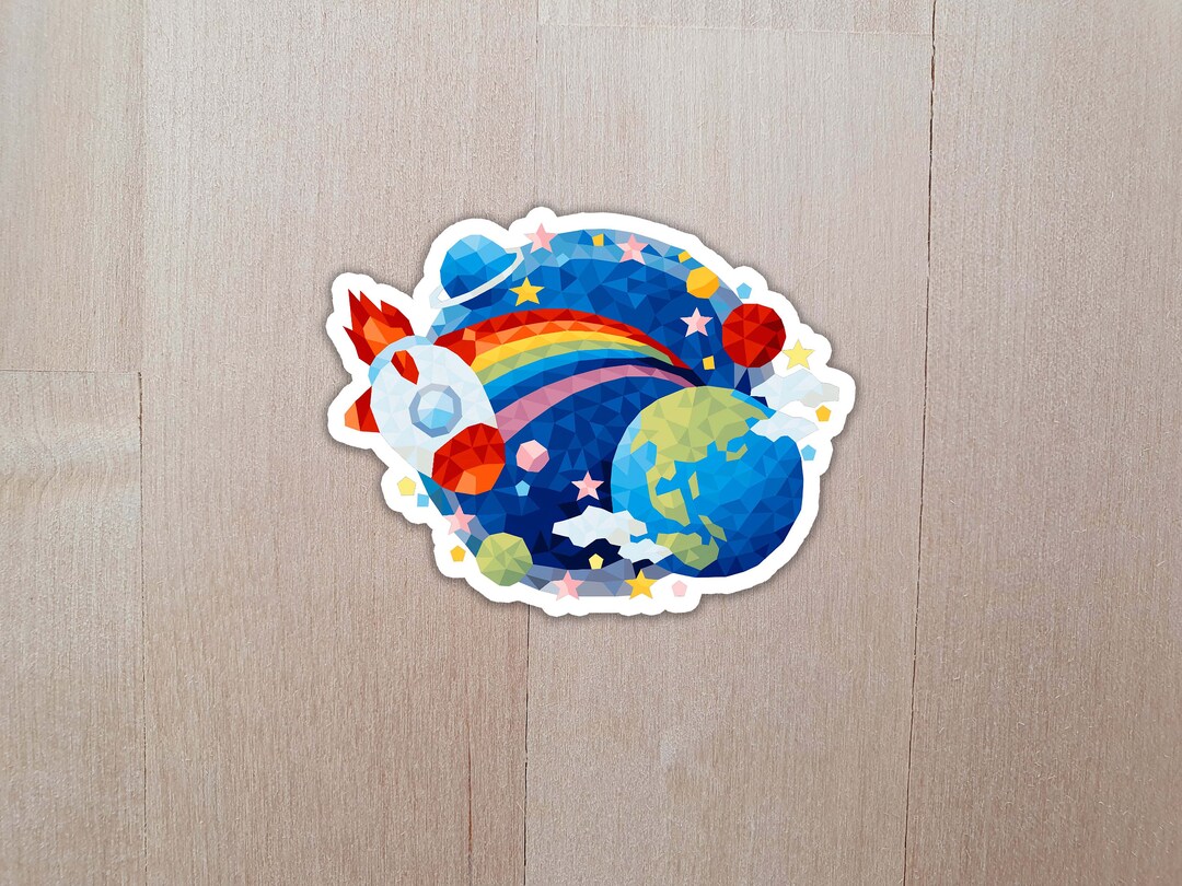 Space Sticker Planet Sticker Space Ship Sticker Rainbow Sticker Stars ...