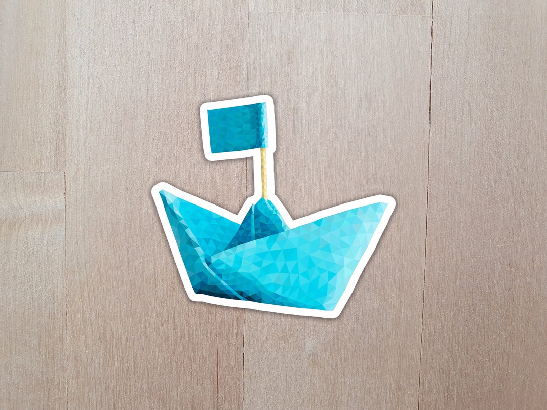 Blue Paper Boat Sticker | Vibrant Waterproof Vinyl Sticker for ...