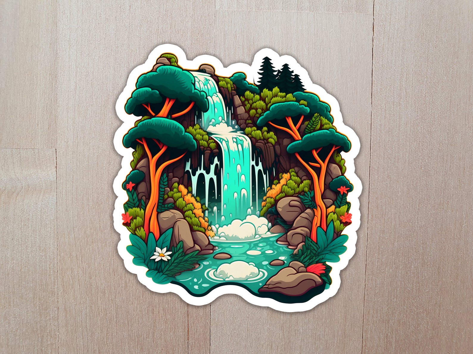 Tropical Waterfall Sticker Waterfall Sticker River Sticker - Etsy