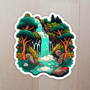 Tropical Waterfall Sticker, Waterfall Sticker, River Sticker, Nature ...