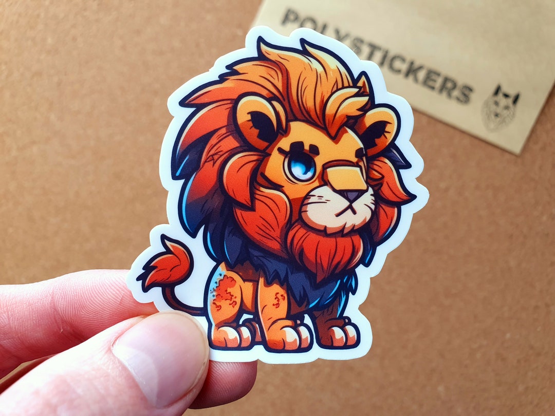 Lion Sticker, Cute Sticker, Animal Sticker, Animal Lover, Cartoon ...