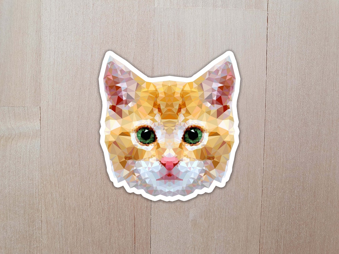 Ginger Cat Sticker | Vibrant Waterproof Vinyl Sticker for Waterbottle ...