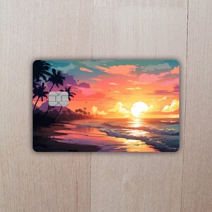Sunset on A Tropical Beach, Tropical Beach Sunset Card Skin, Credit ...