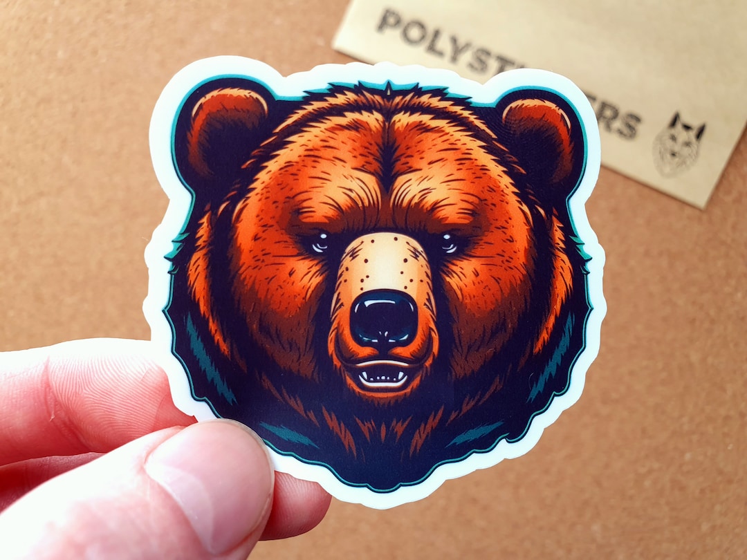 Bear Sticker, Roaring Bear Sticker, Animal Sticker, Bear Face Sticker ...