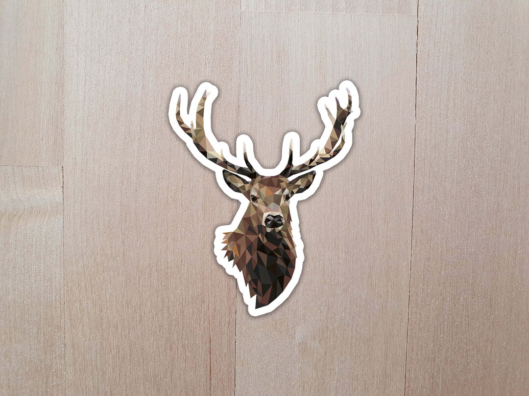 Deer Head Sticker | Vibrant Waterproof Vinyl Sticker for Waterbottle ...
