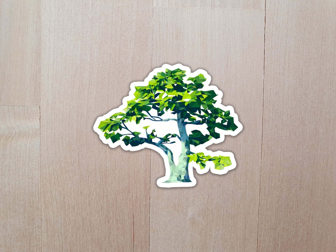 Big Green Tree Sticker | Vibrant Waterproof Vinyl Sticker for ...