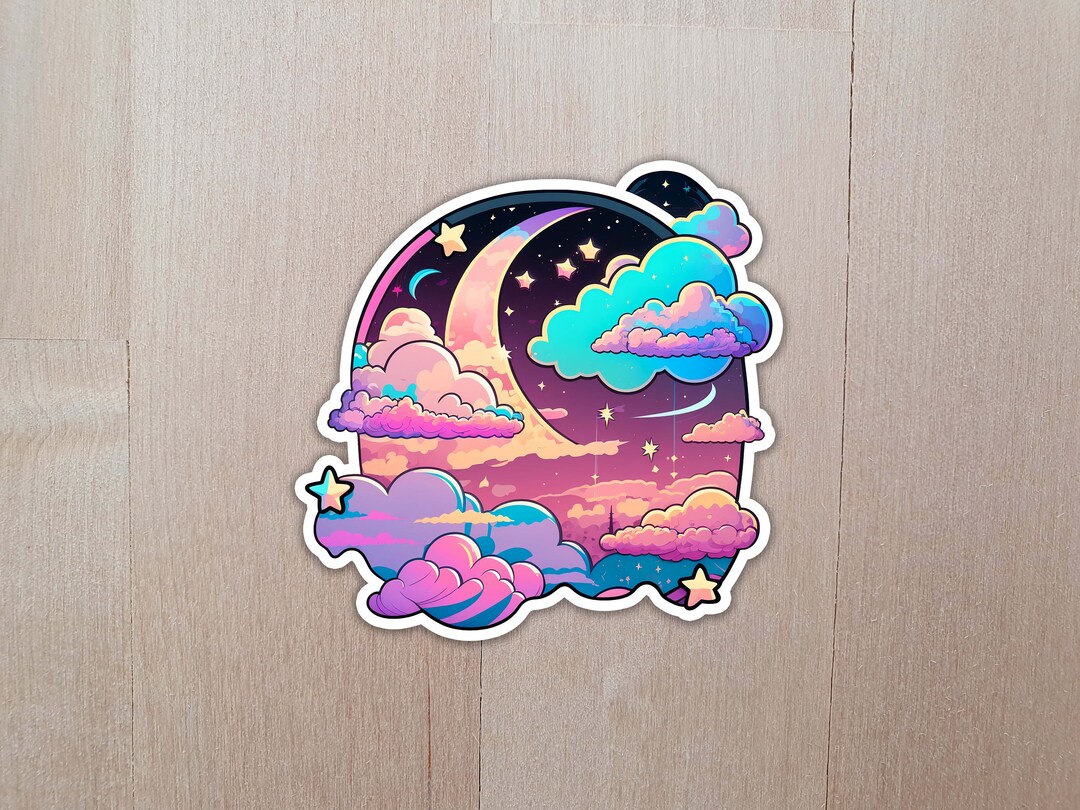 Majestic Night Sky Sticker, Sky Sticker, Clouds Sticker, Moon Sticker ...