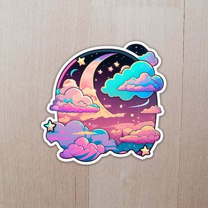 Majestic Night Sky Sticker, Sky Sticker, Clouds Sticker, Moon Sticker ...