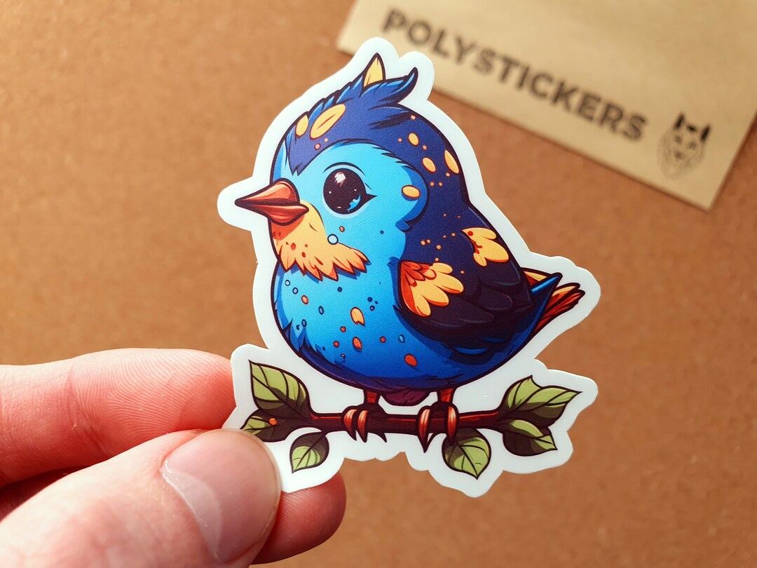 Blue Bird Sticker, Bird Sticker, Cartoon Bird Sticker, Cute Bird ...