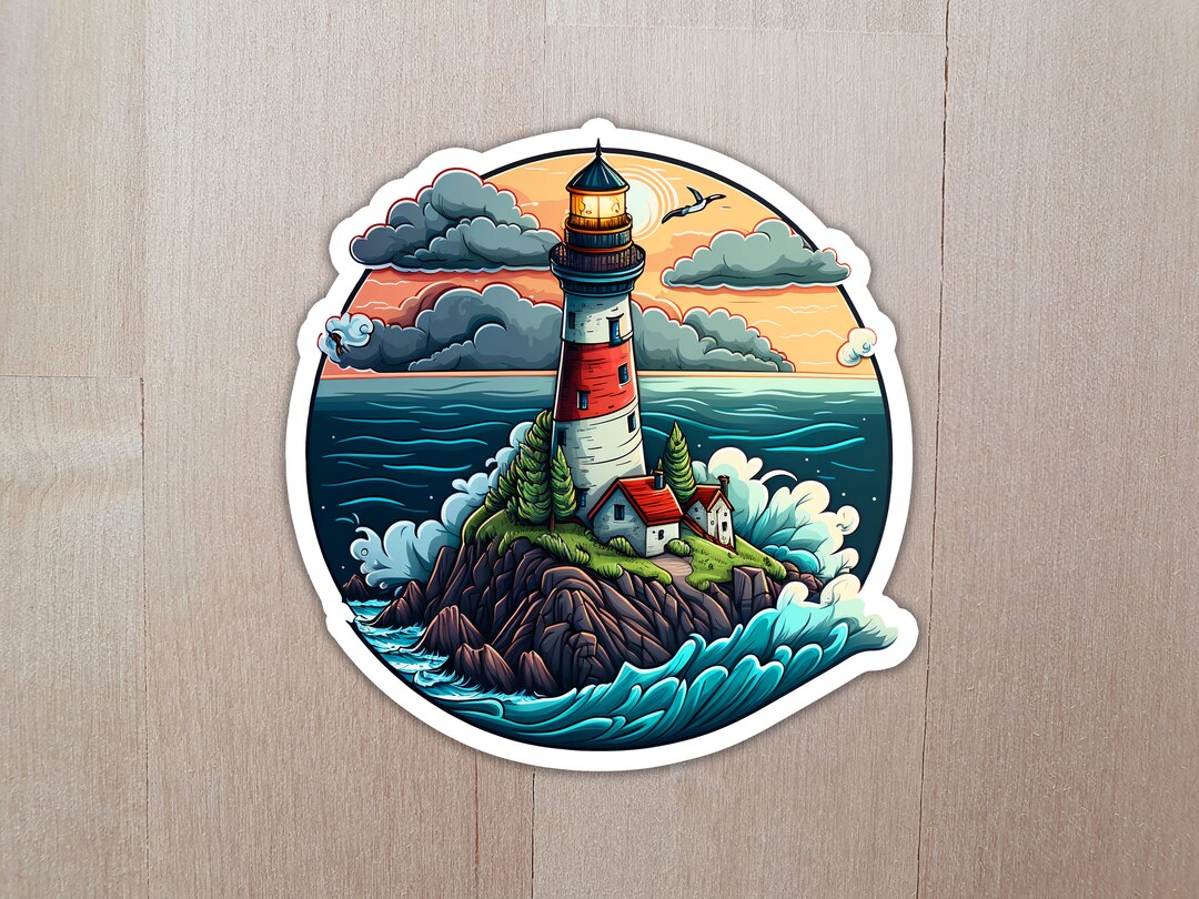 Lighthouse Sticker, Nautical Sticker, Ocean Sticker, Water Sticker ...