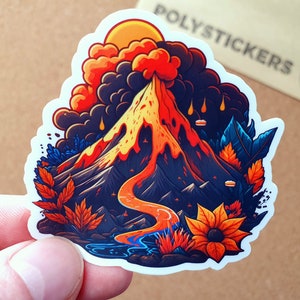 Volcano Sticker, Volcano Eruption Sticker, Eruption Sticker, Nature ...