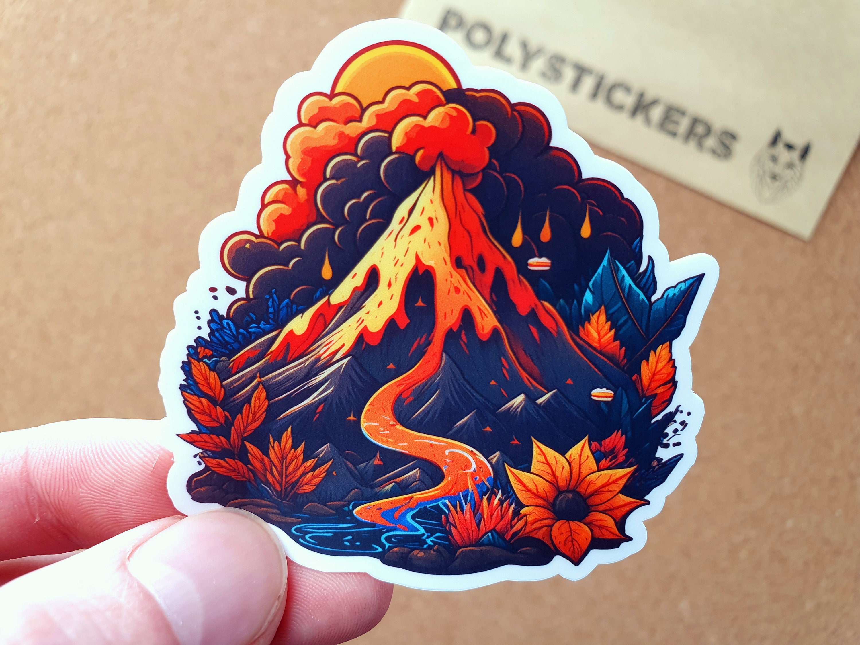 Volcano Sticker Volcano Eruption Sticker Eruption Sticker - Etsy