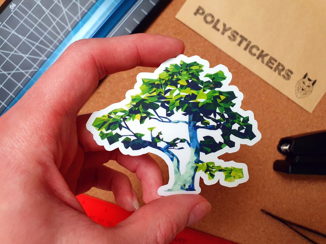 Big Green Tree Sticker Vibrant Waterproof Vinyl Sticker for - Etsy