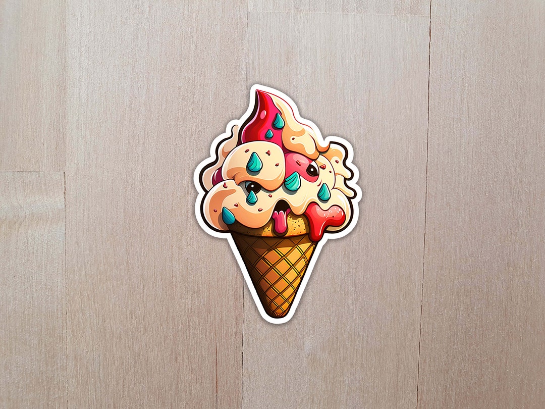 Melting Ice-cream Cone Sticker, Melting Ice-cream Sticker, Ice-cream ...