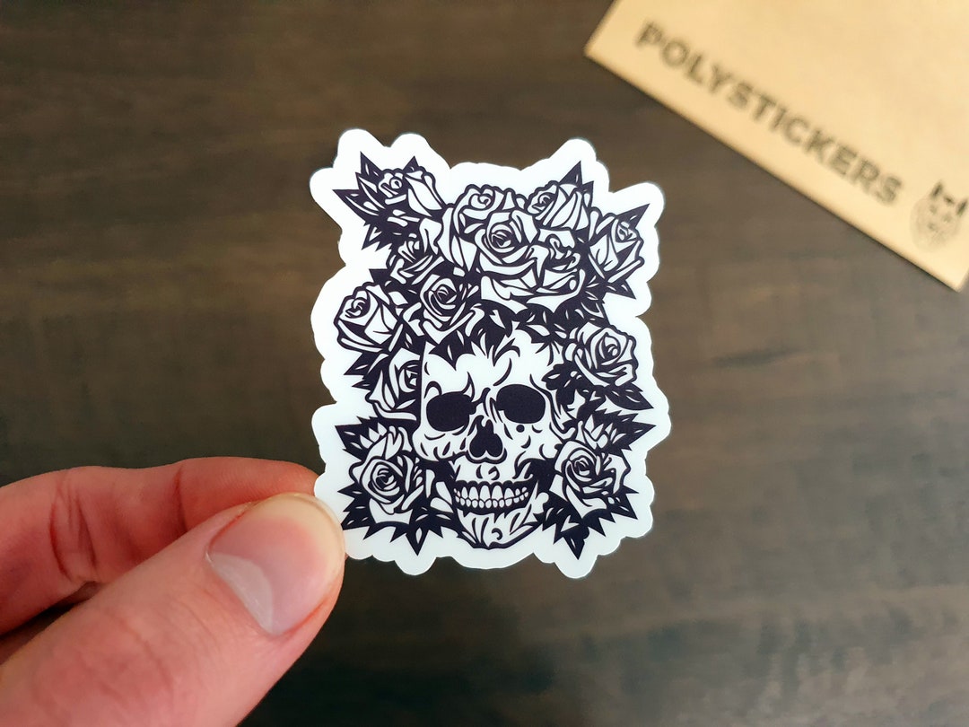 Skull and Roses Sticker Skull Sticker Roses Sticker Tattoo Sticker ...
