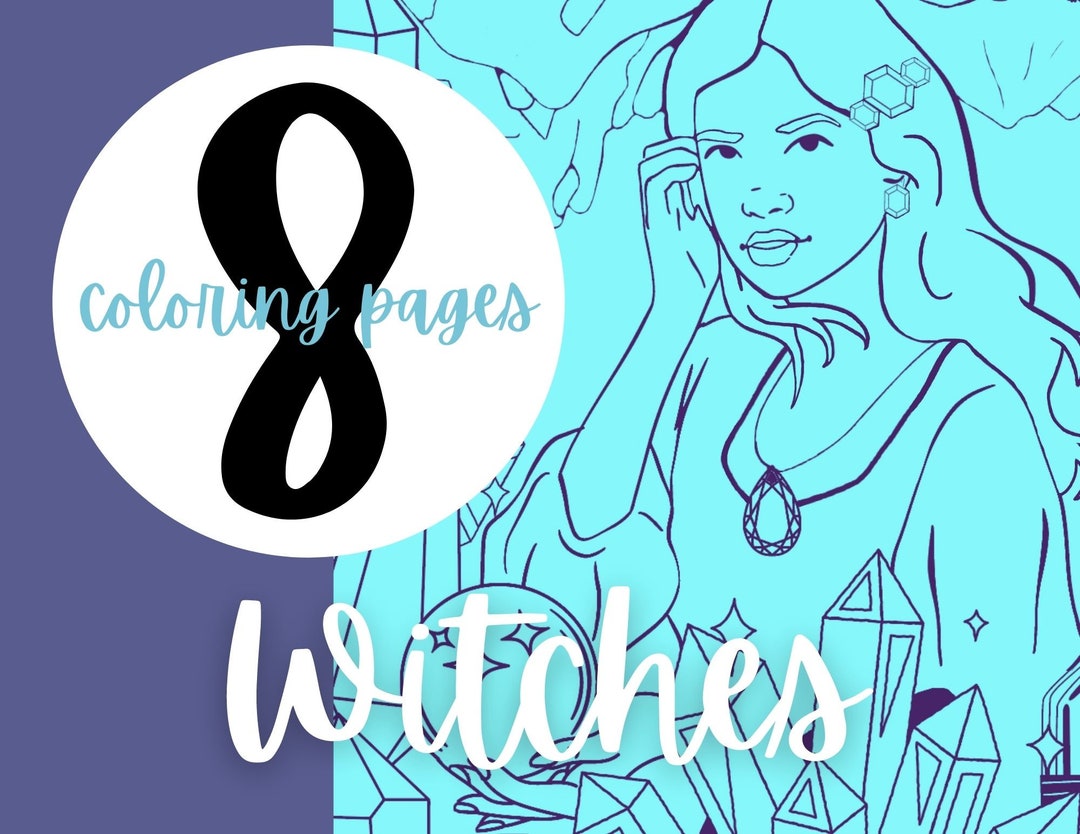 Witches Printable Coloring Pages - Etsy
