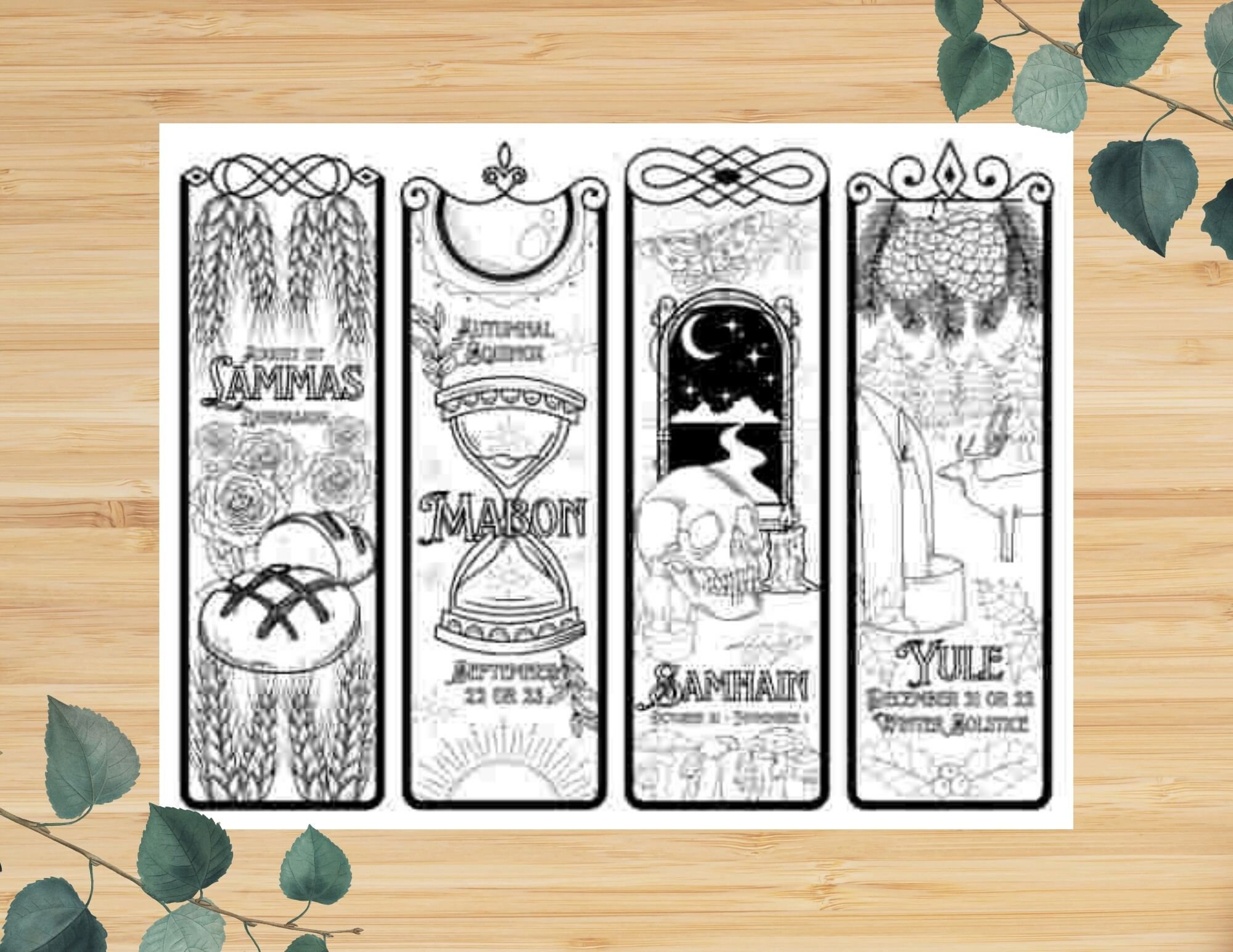 Wheel of the Year Digital Printable Bookmarks for Coloring - Etsy