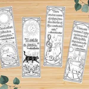 Cat Quotations Printable Bookmarks for Coloring - Etsy