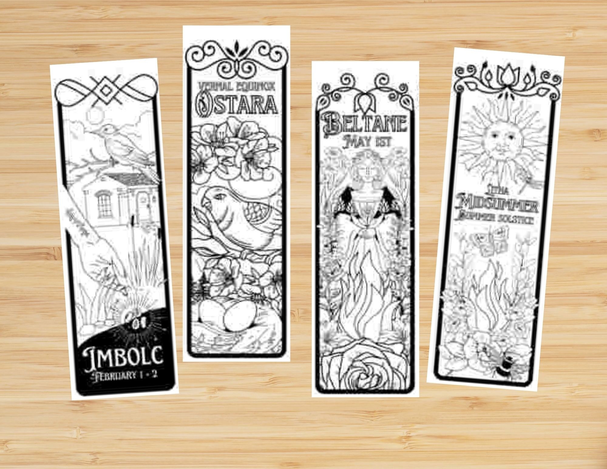 Wheel of the Year Digital Printable Bookmarks for Coloring - Etsy