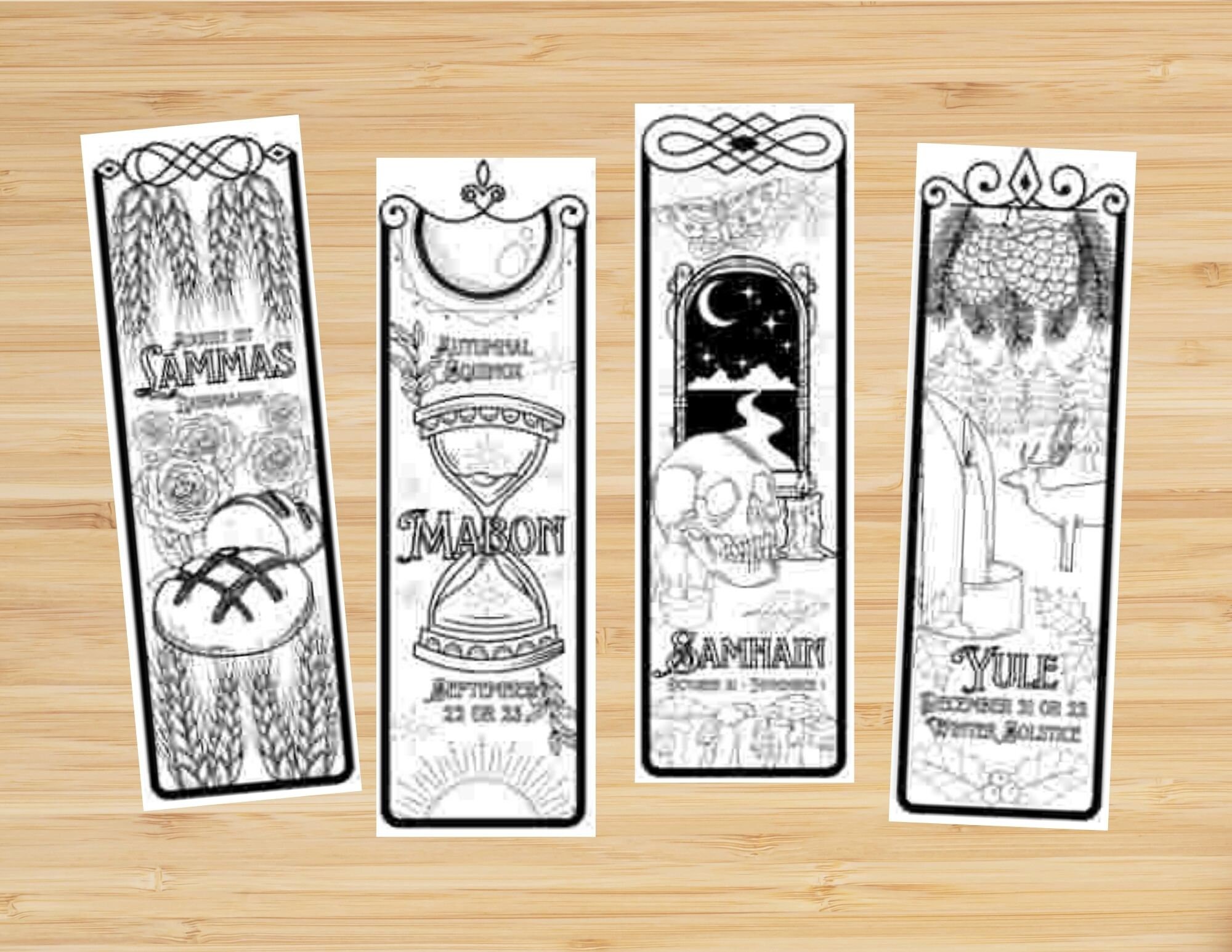Wheel of the Year Digital Printable Bookmarks for Coloring - Etsy