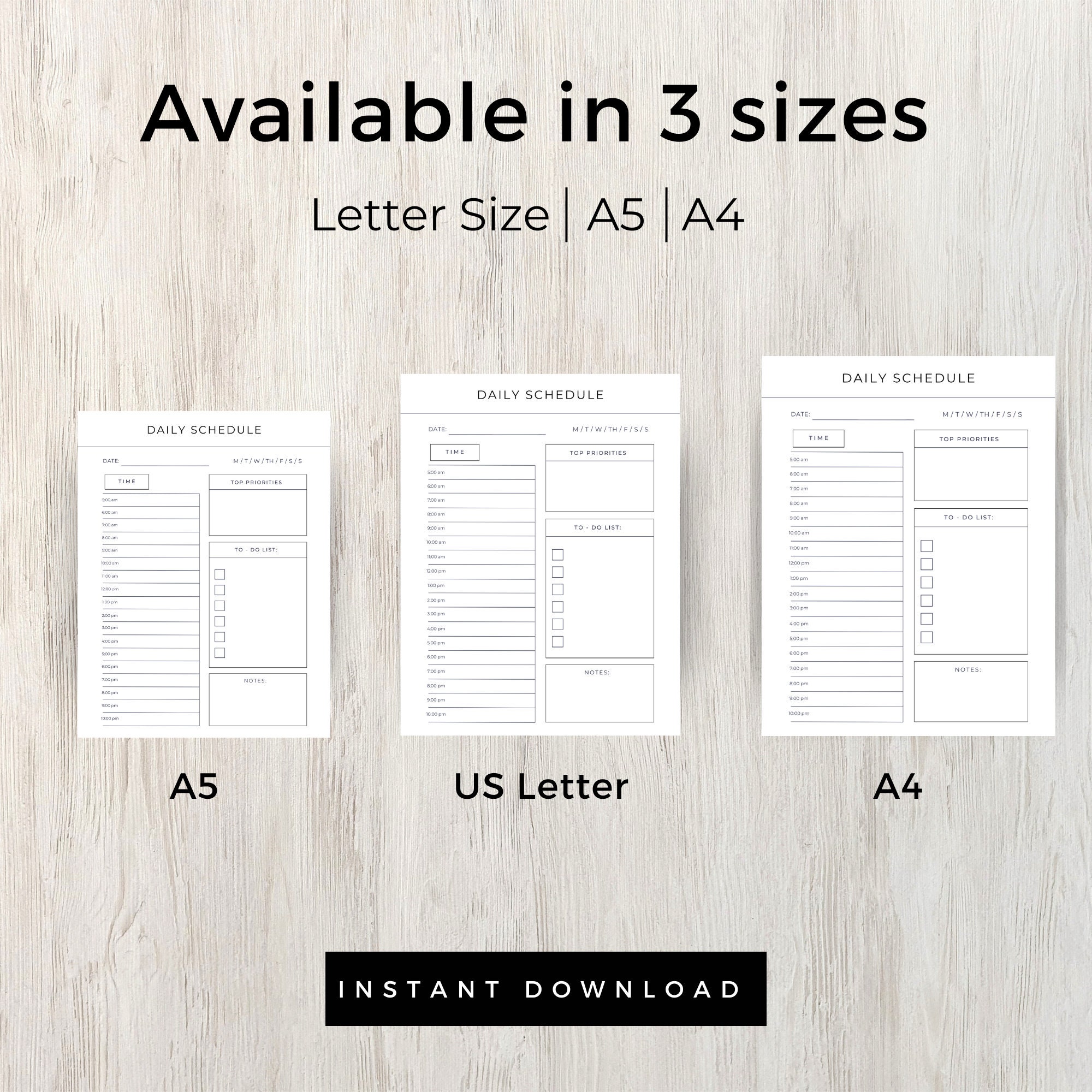 Daily Planner Printable, Hourly Planner, Military Time Plan, Time ...