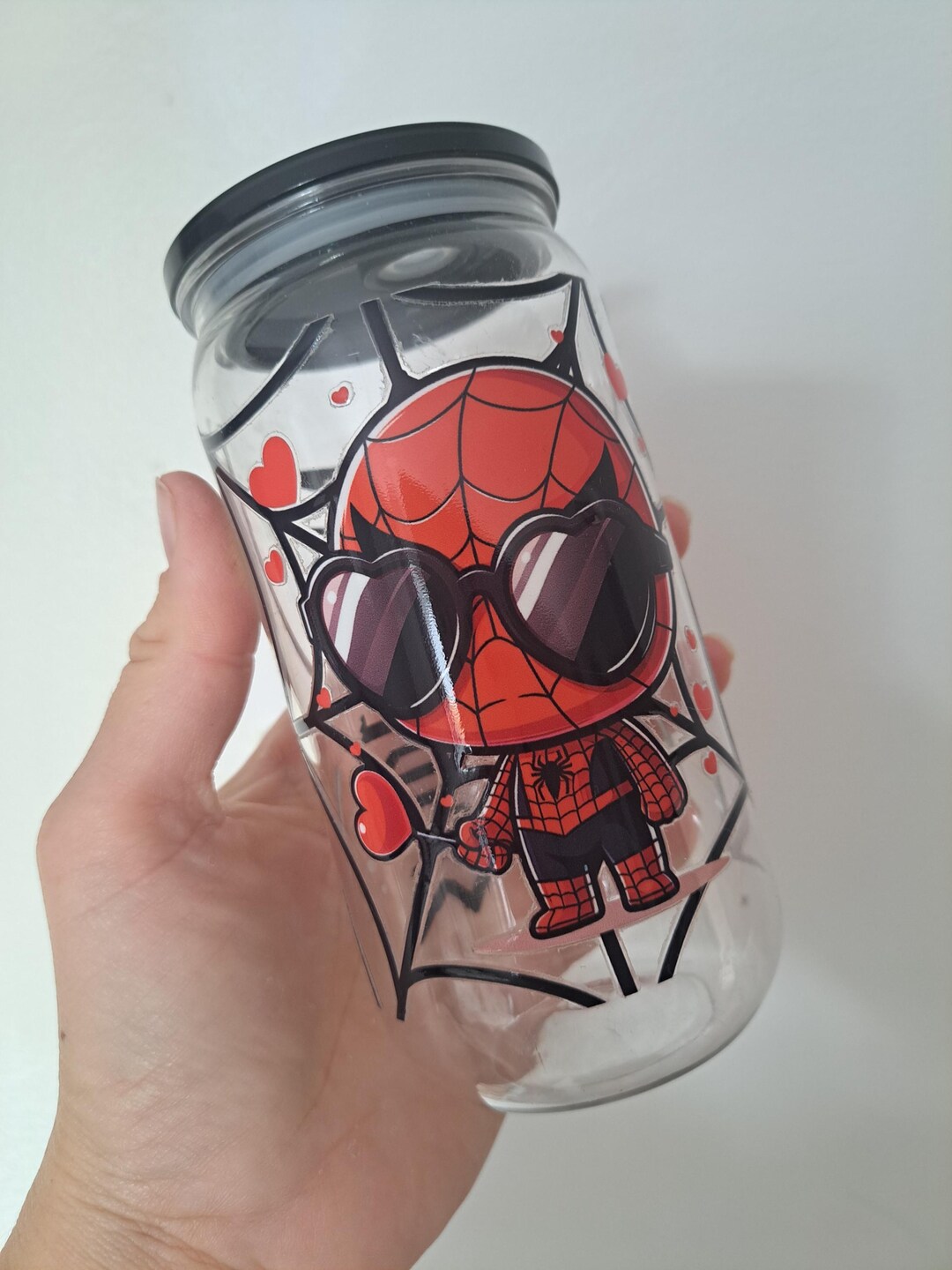 16 Oz Spiderman Inspired Plastic Libby Glass With Plastic Straw and Lid ...
