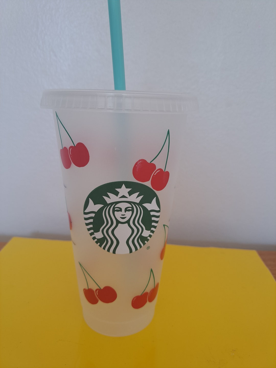 Starbucks Cold Cup, Cherries Design, Reusable Venti Cup 24oz ...