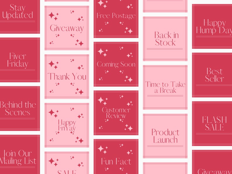 70 Modern Pretty Red & Pink Instagram Grid Canva Templates for - Etsy