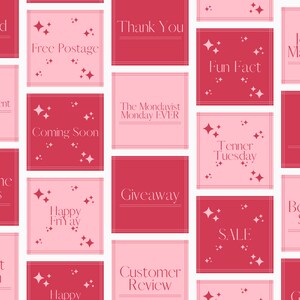 70 Modern Pretty Red & Pink Instagram Grid Canva Templates for - Etsy
