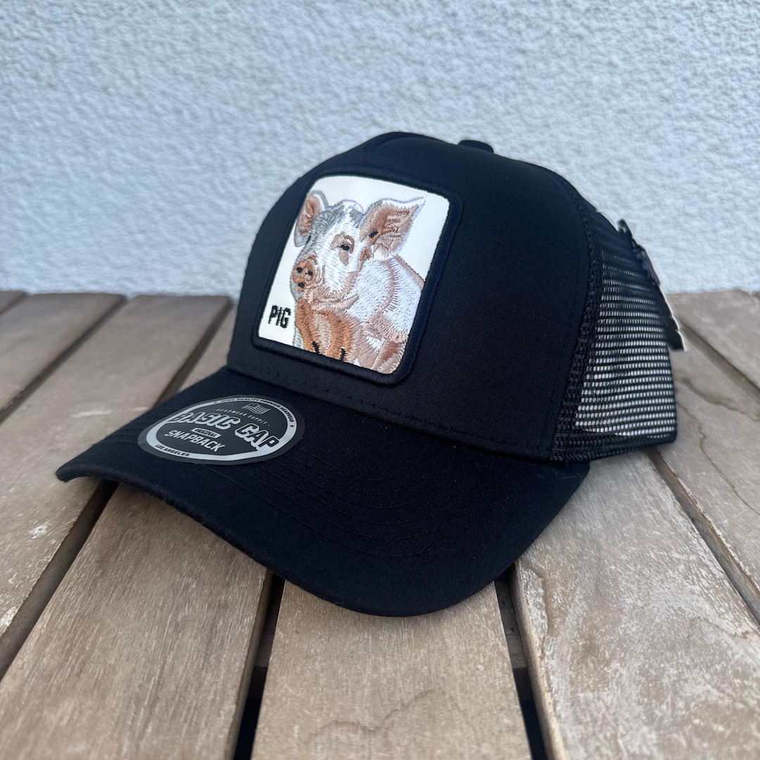 Pig Farm GOORIN BROS Style 5 Panel Hat Animal Black Trucker Hat Pig ...