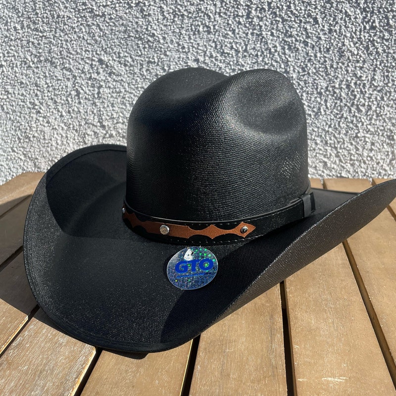 Black Straw Cowboy Hat - Etsy