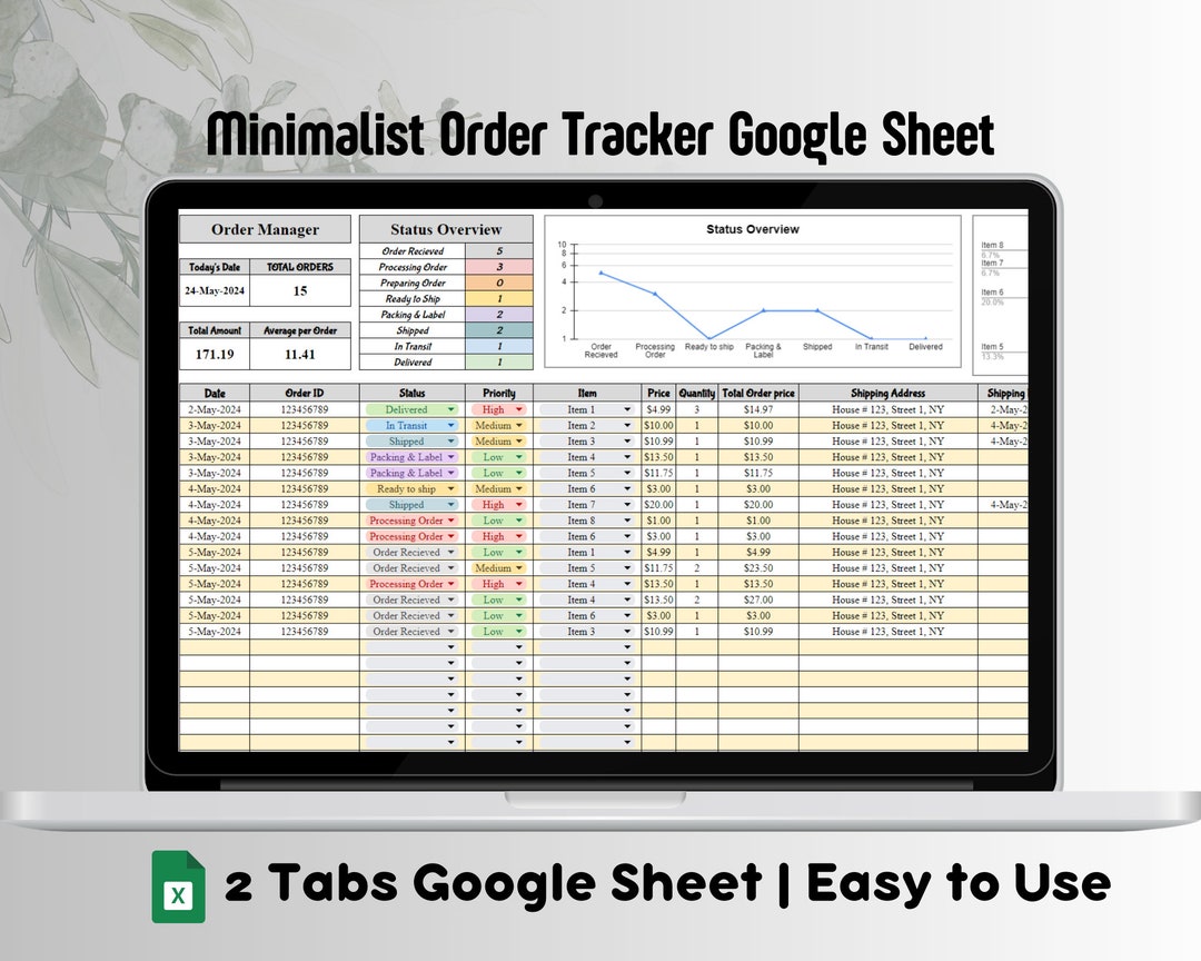 2025 Order Tracker Google Sheet Small Business Order Tracker Spreadsheet Business Order Tracker ...