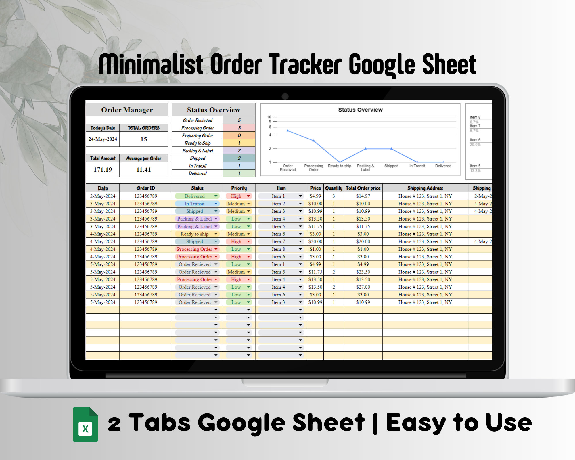2025 Order Tracker Google Sheet Small Business Order Tracker ...
